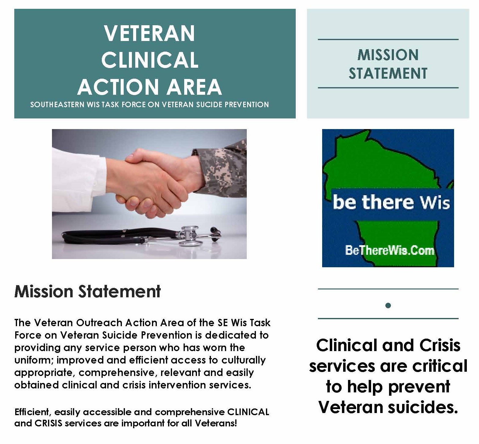Clinical SE WI action area | Be There for Wisconsin Veterans!