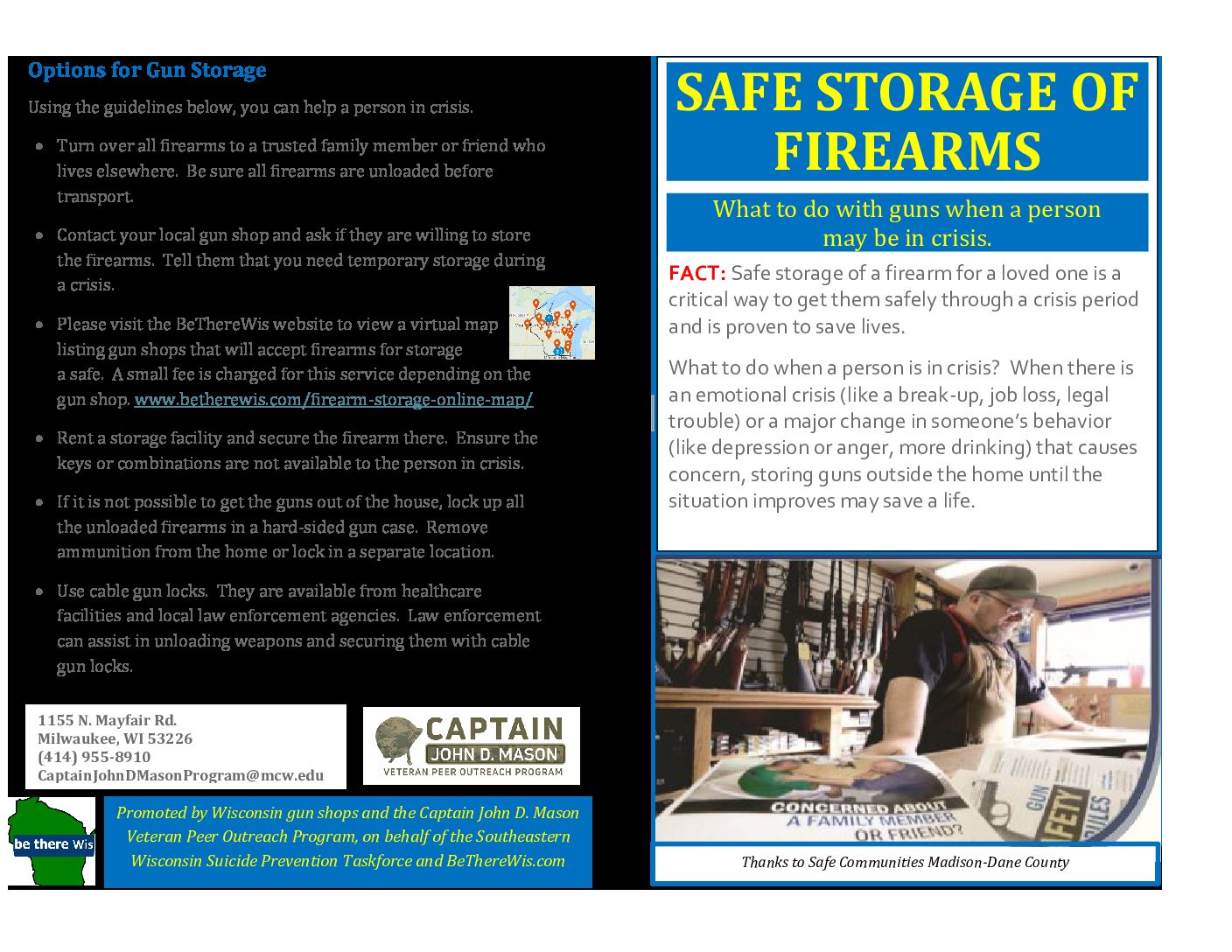 Safe Storage of Firearms Pamphlet 3.3.21 | Be There for Wisconsin Veterans!